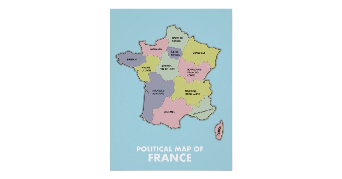 Political map of France Poster | Zazzle