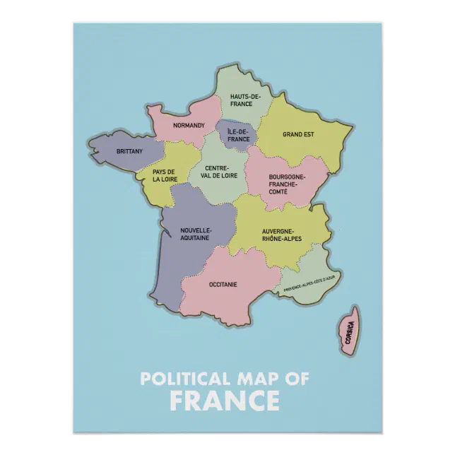 Political map of France Poster | Zazzle