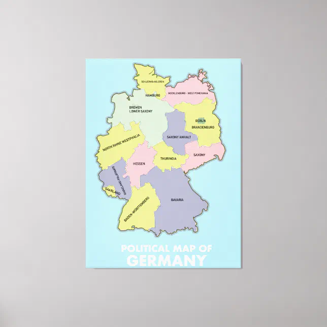 Political map of Germany Canvas Print | Zazzle