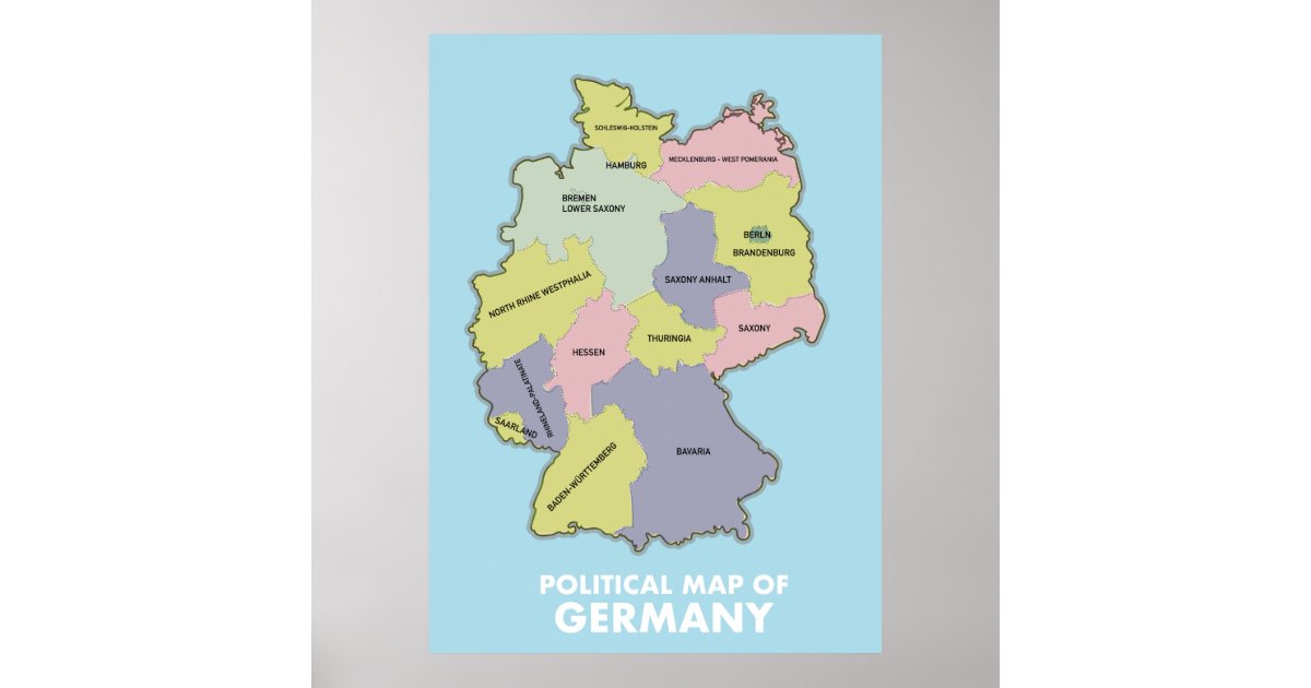 Political map of Germany Poster | Zazzle