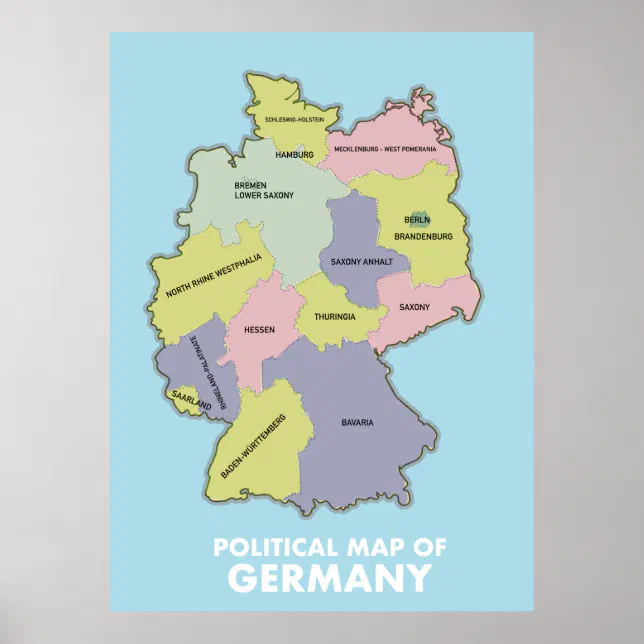 Political map of Germany Poster | Zazzle