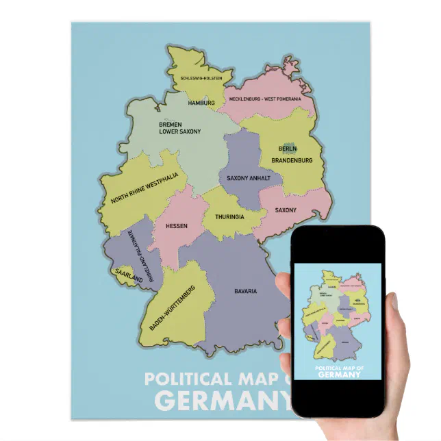 Political map of Germany Poster | Zazzle