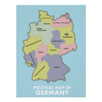 Political map of Germany Poster | Zazzle