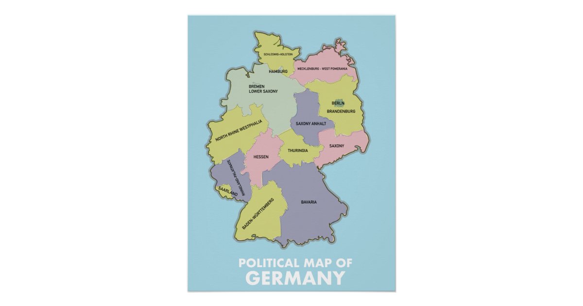 Political map of Germany Poster | Zazzle