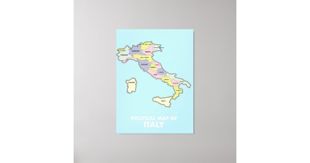 Political map of Italy Canvas Print | Zazzle