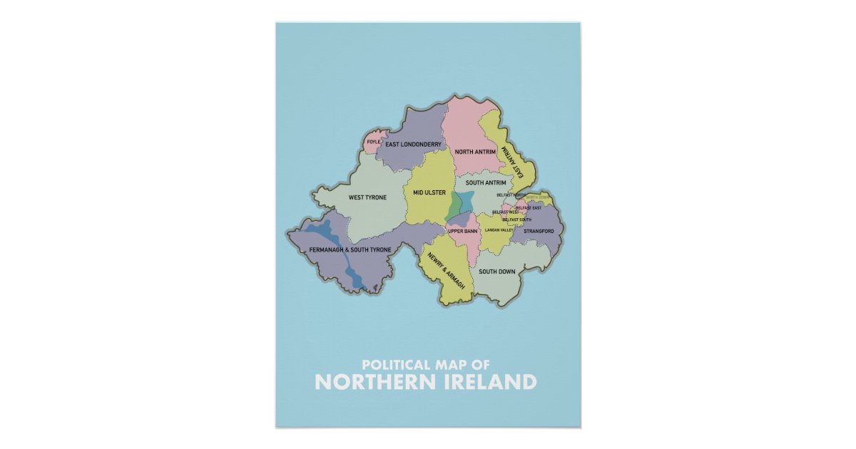 Political Map Of Northern Ireland. Poster | Zazzle