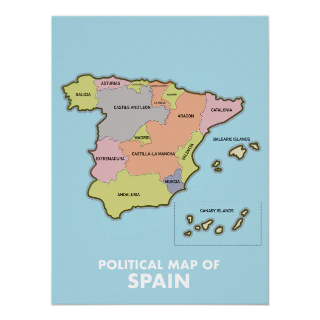Political map of Spain. Poster | Zazzle