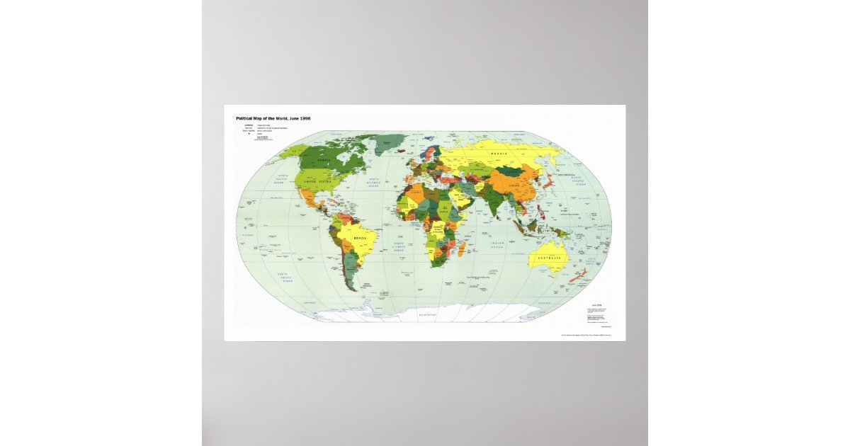 Political Map of The World - 1998 Poster | Zazzle
