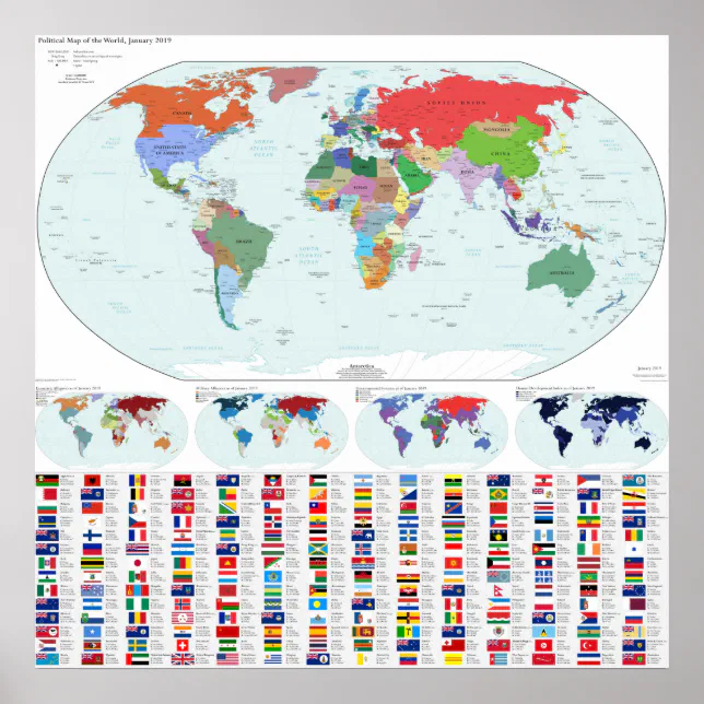 Political Map of the World, 2019 (Our Fair Country Poster | Zazzle