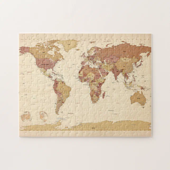 Political Map of the World Map Jigsaw Puzzle | Zazzle
