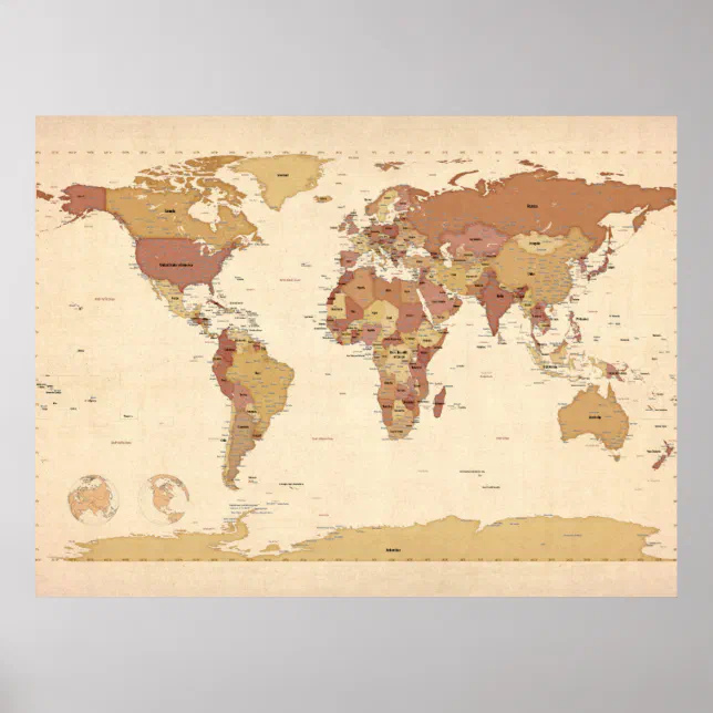 Political Map of the World Map Poster | Zazzle