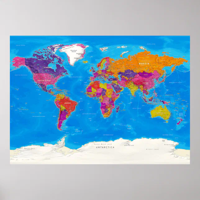 Political Map of the World Poster | Zazzle