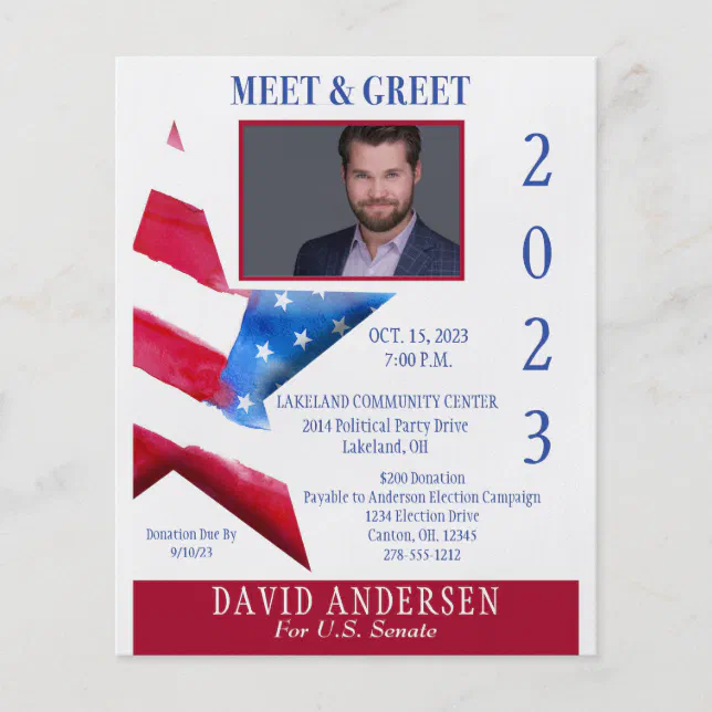 Political Meet and Greet Fundraiser W/Photo Flyer | Zazzle