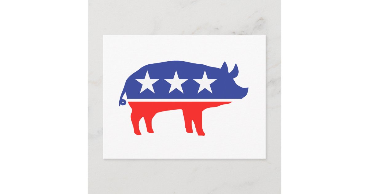 Political Party Pig Mascot Postcard | Zazzle