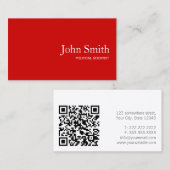 Political Scientist QR Code Simple Plain Red Business Card | Zazzle