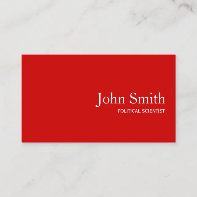 Political Scientist QR Code Simple Plain Red Business Card | Zazzle