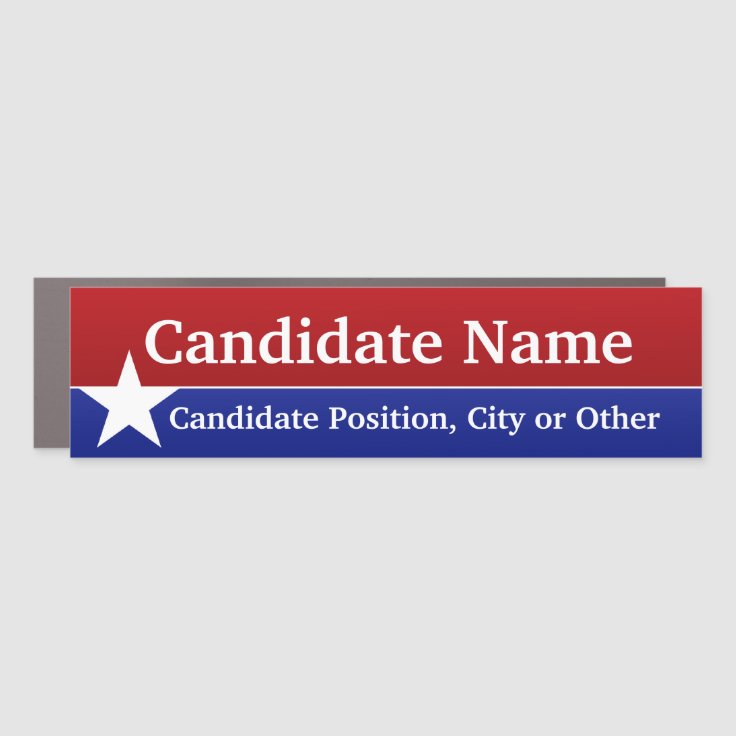 Political Template Classic Candidate Red Blue Star Car Magnet | Zazzle