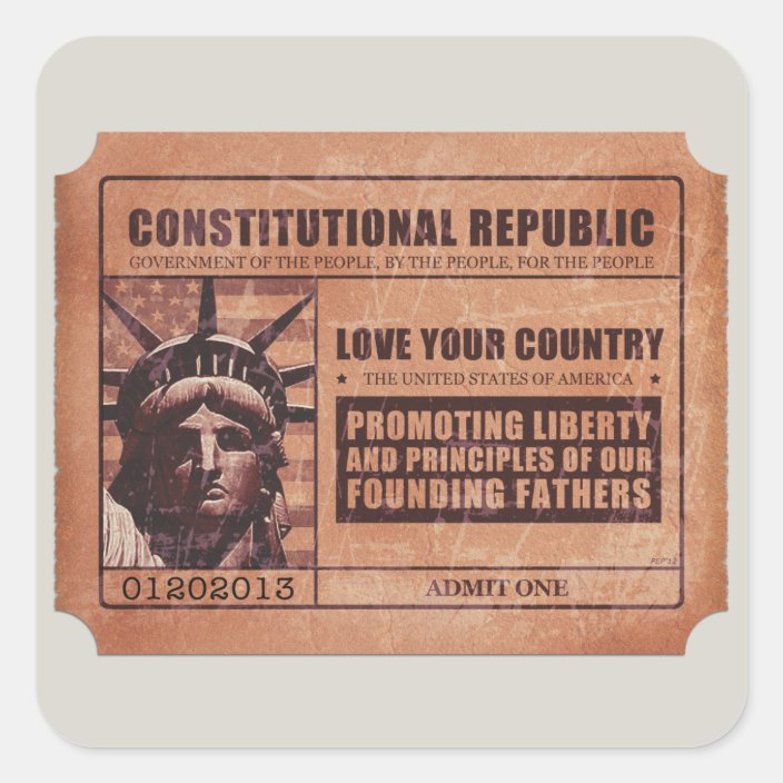 Political Ticket Square Sticker | Zazzle.com