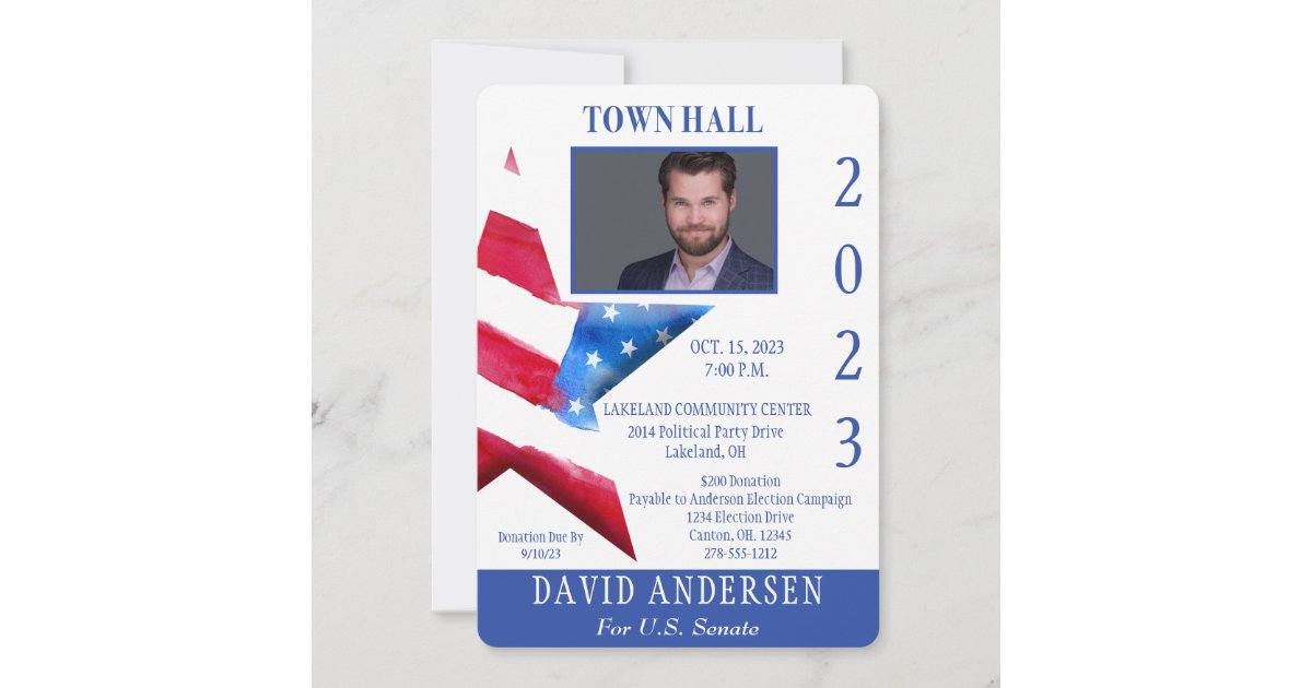 Political Town Hall Fundraiser Invitation W/Photo | Zazzle