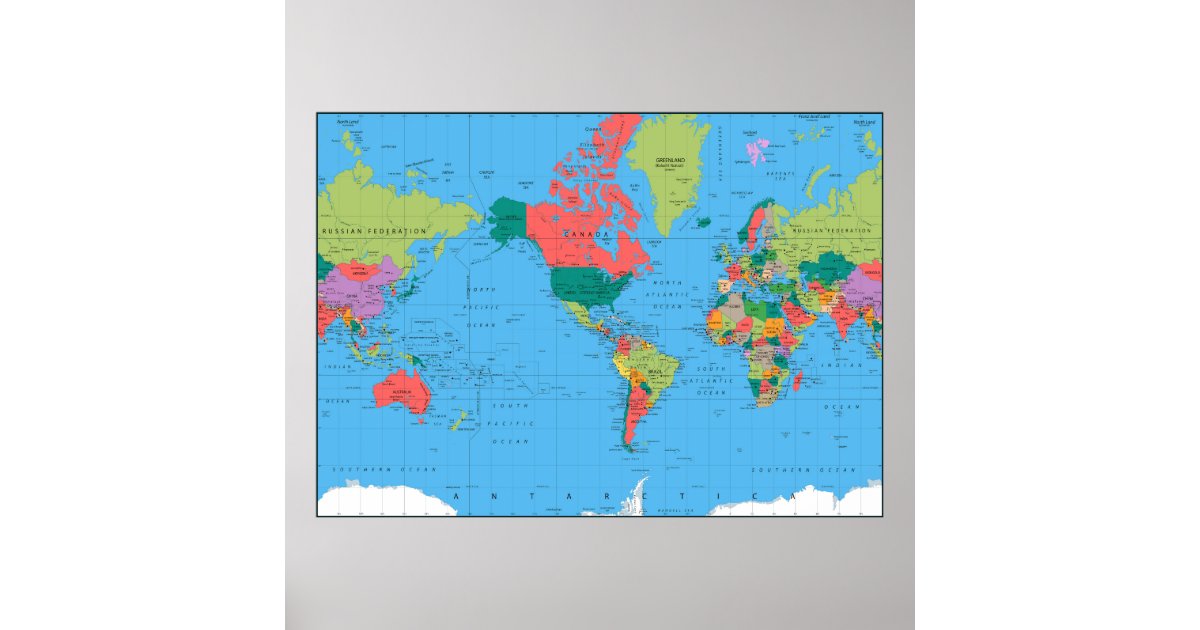 Political world map poster | Zazzle