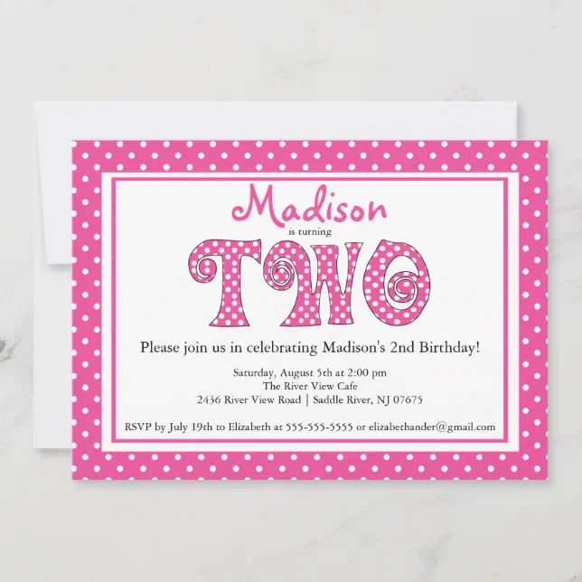 Polka Dot Alphabet 2nd Birthday Party Invitation | Zazzle