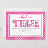 Polka Dot Alphabet Third Birthday Party Invitation | Zazzle