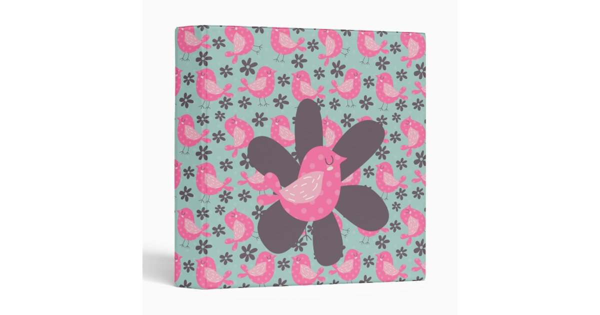 Polka Dot Birds and Flowers Binder | Zazzle