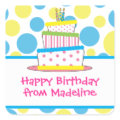 Polka Dot Birthday Cake Gift Tag Stickers | Zazzle