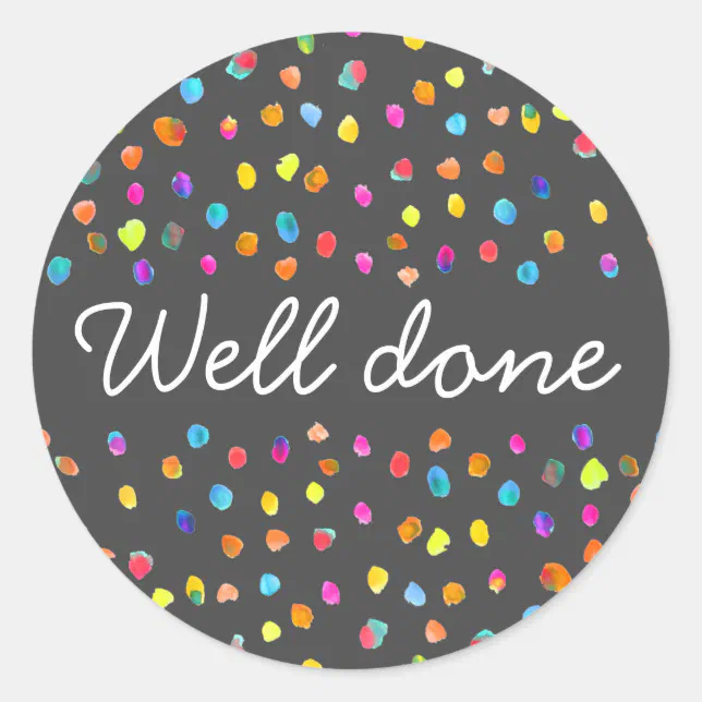 Polka dot boho cute pop art well done classic round sticker | Zazzle