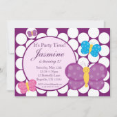 Polka dot Butterfly Birthday Party Invitation | Zazzle