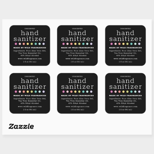 Polka Dot Chalkboard Hand Sanitizer Soap Square Sticker | Zazzle
