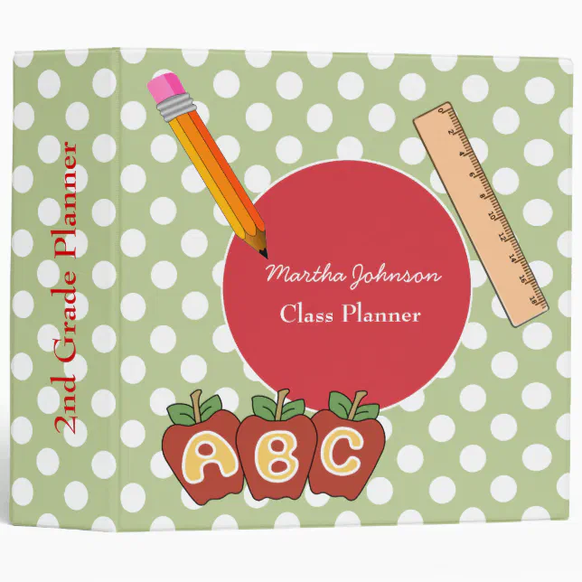 Polka Dot Custom Teacher's Class Planner 3 Ring Binder | Zazzle
