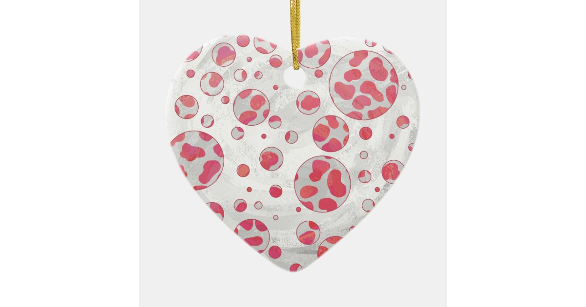 Polka Dot Dalmatian Pink and White Ceramic Ornament | Zazzle