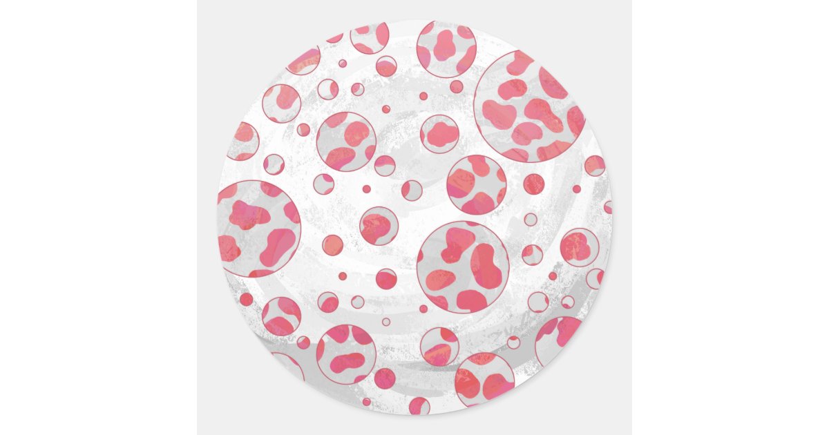 Polka Dot Dalmatian Pink and White Classic Round Sticker | Zazzle