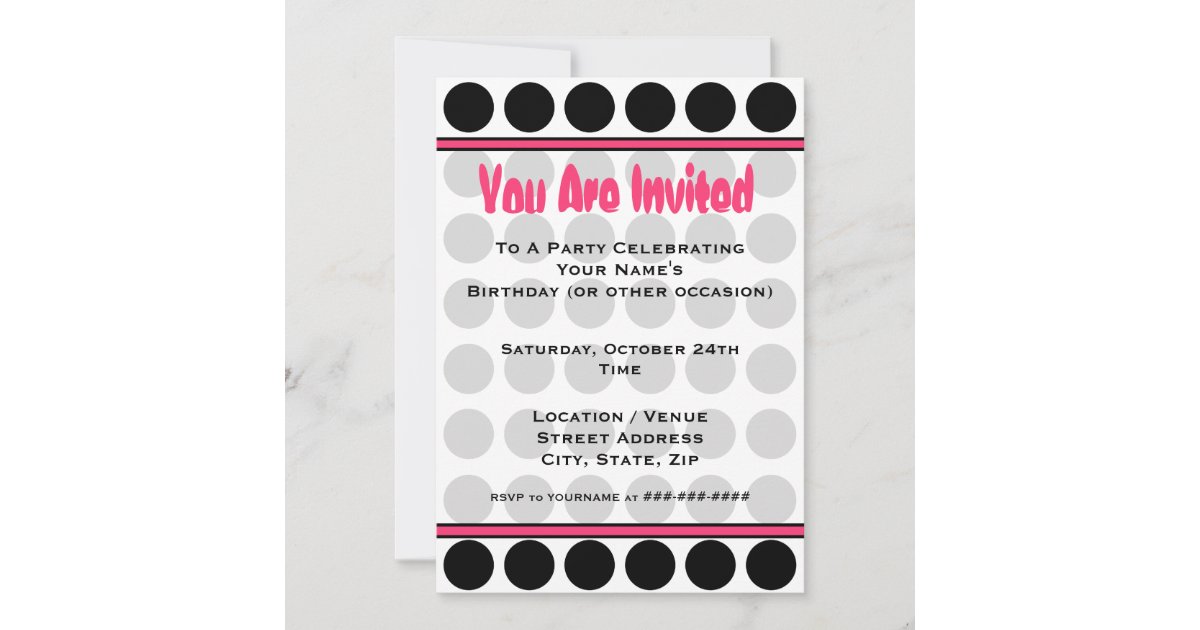 Polka Dot Fashion Invitation | Zazzle