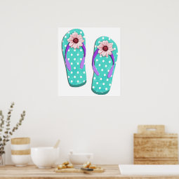 Polka Dot Flip Flops Poster | Zazzle