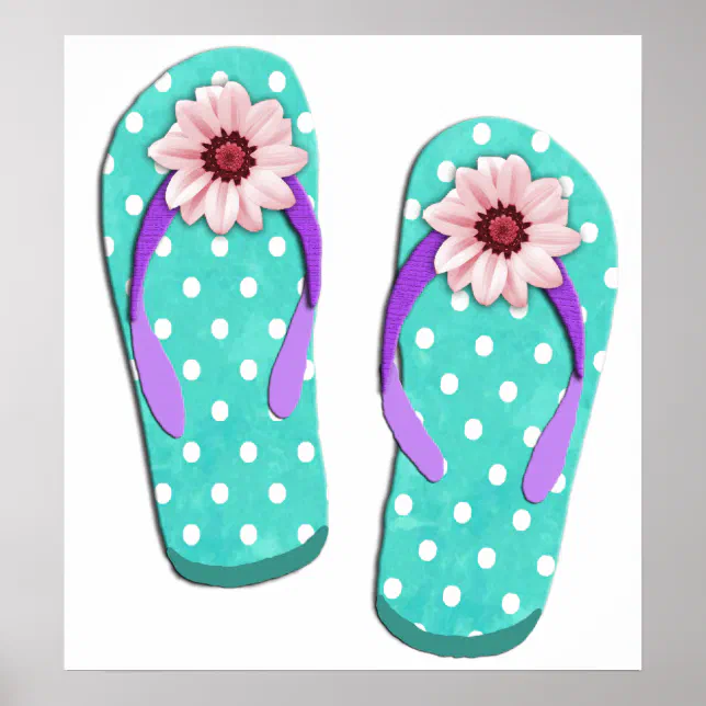 Polka Dot Flip Flops Poster | Zazzle