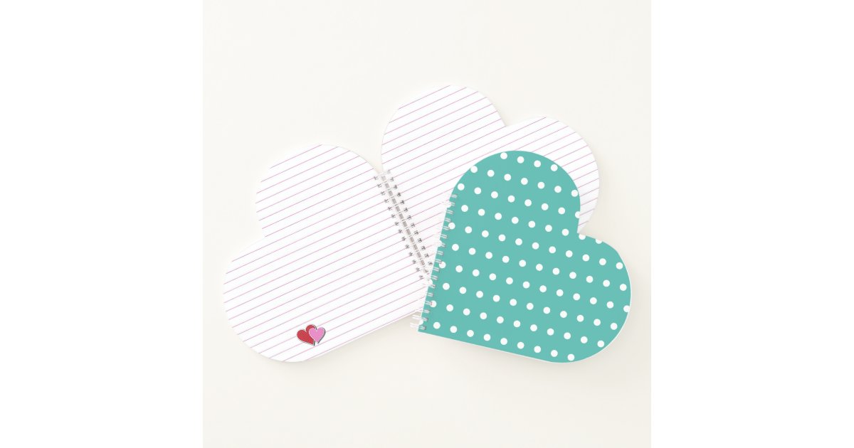 Polka Dot Heart Shaped Notebook (Aqua & White) | Zazzle