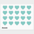 Polka Dot Heart Shaped Stickers (Aqua & White) | Zazzle