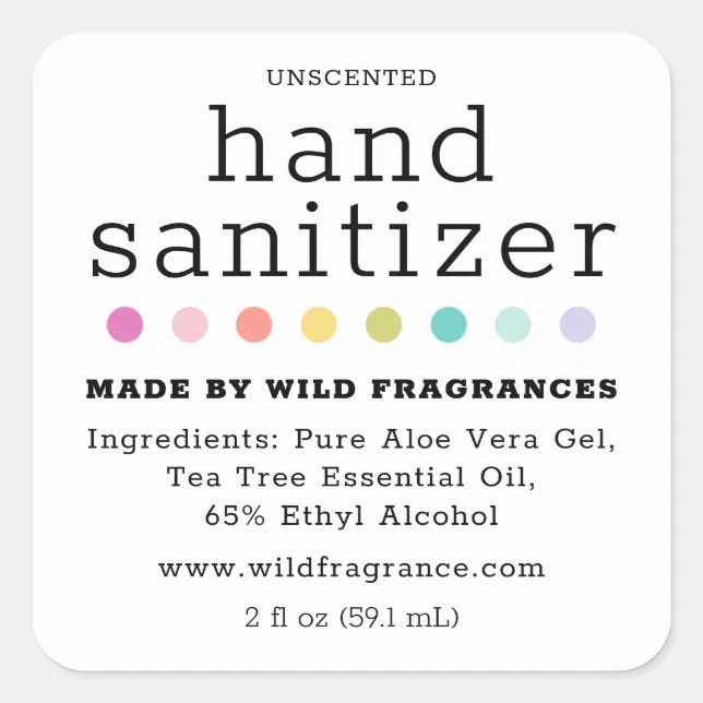 Polka Dot Minimalist Hand Sanitizer Soap Square Sticker | Zazzle