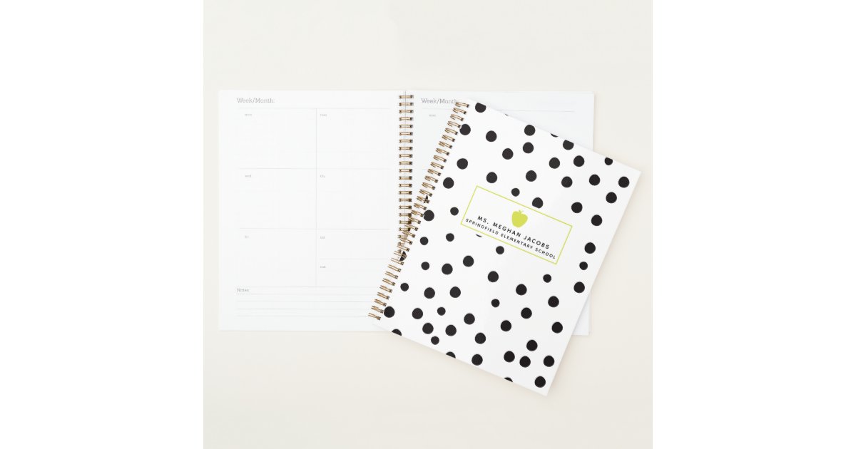 Polka Dot Neon Teacher Planner | Zazzle
