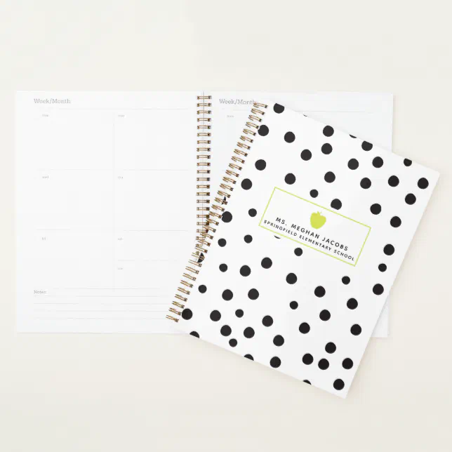 Polka Dot Neon Teacher Planner | Zazzle
