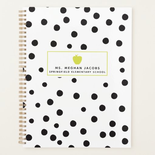 Polka Dot Neon Teacher Planner | Zazzle