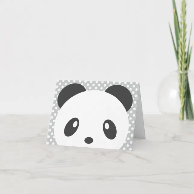 Polka dot panda note card | Zazzle