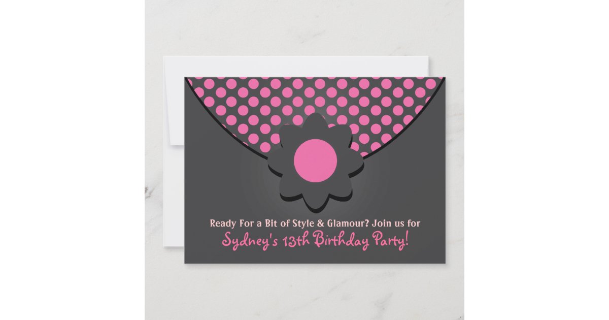 Polka Dot Purse Birthday Party Invitations | Zazzle
