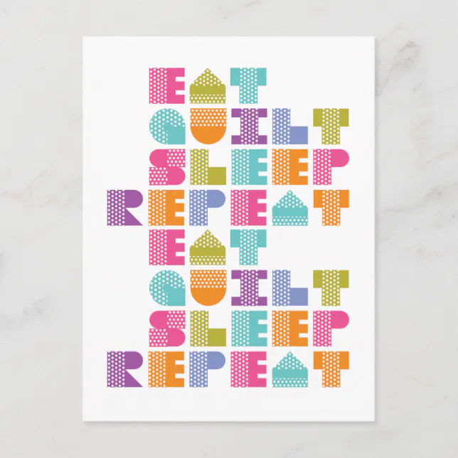 Polka Dot Quilt Block Letters Quote Postcard | Zazzle