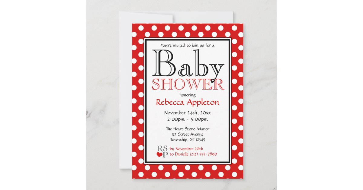 Polka Dot Red Baby Shower Invitations | Zazzle
