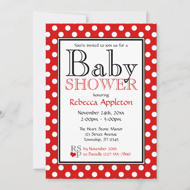 Polka Dot Red Baby Shower Invitations | Zazzle