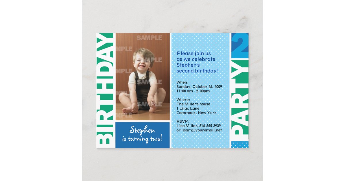 Polka Dot Second Birthday Party Invitation | Zazzle