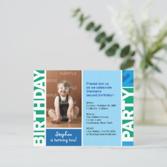 Polka Dot Second Birthday Party Invitation | Zazzle